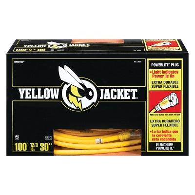 Yellow Jacket® Power Cord, 100 ft, 1 Outlet, Yellow – Block 4 Direct